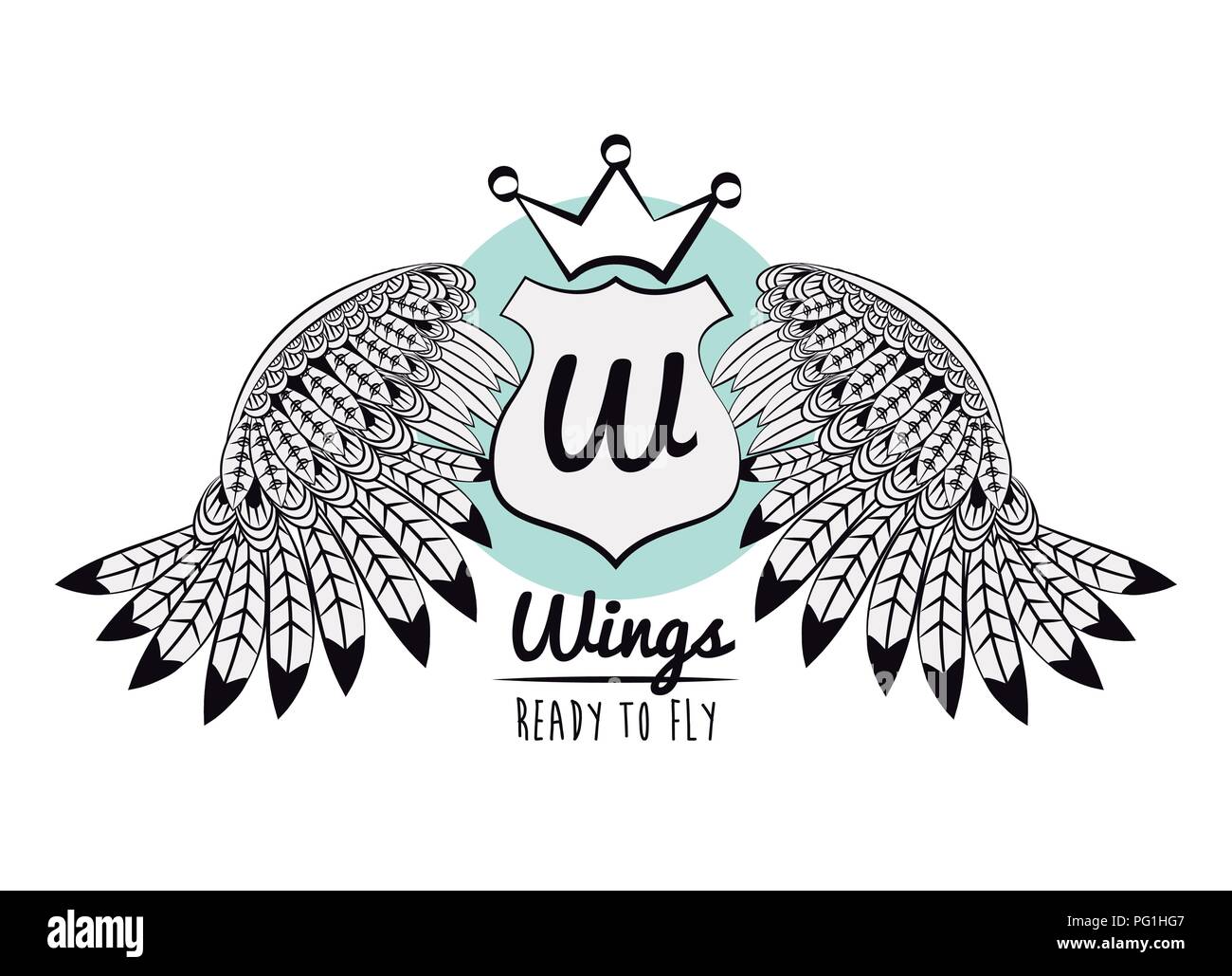 Wings ready to fly emblem Stock Vector Image & Art - Alamy
