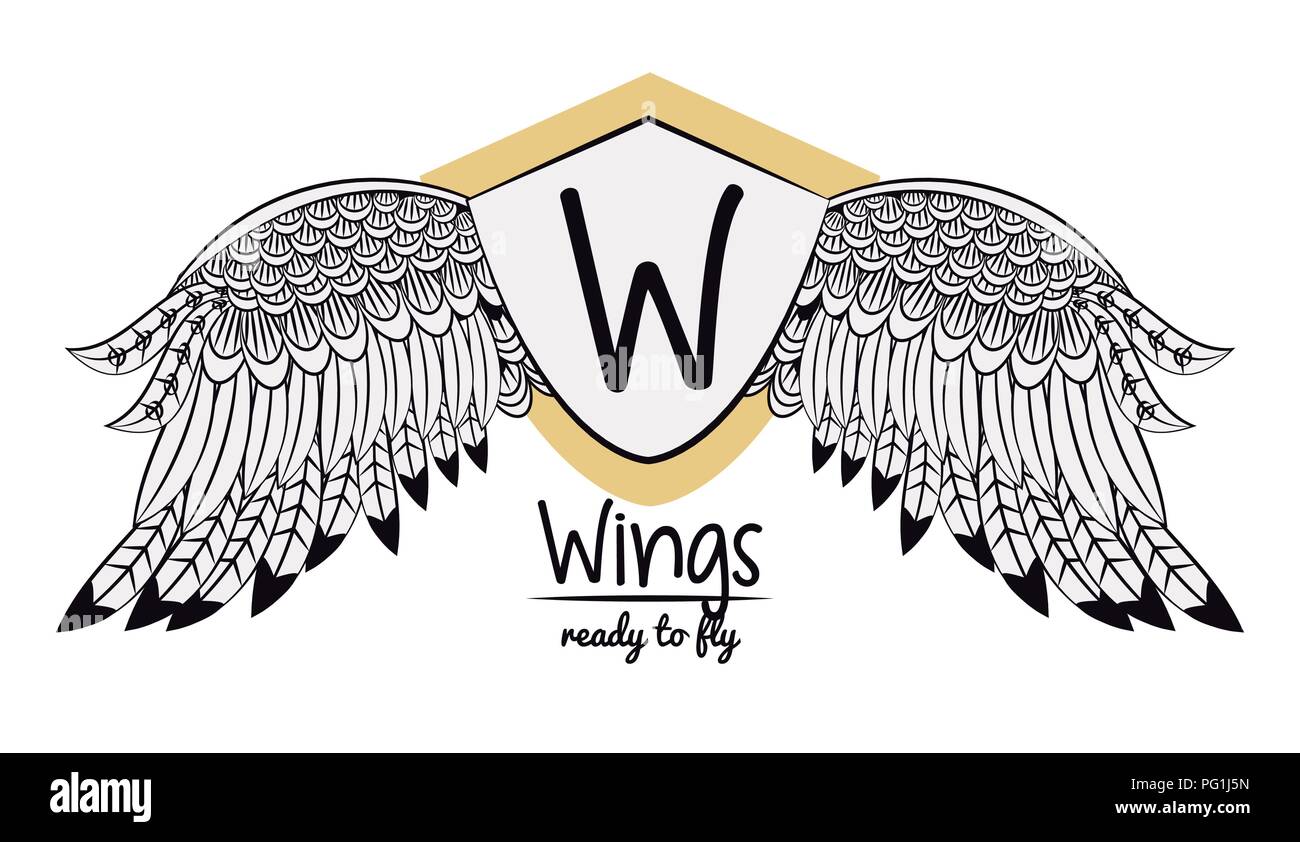 Wings ready to fly emblem Stock Vector Image & Art - Alamy