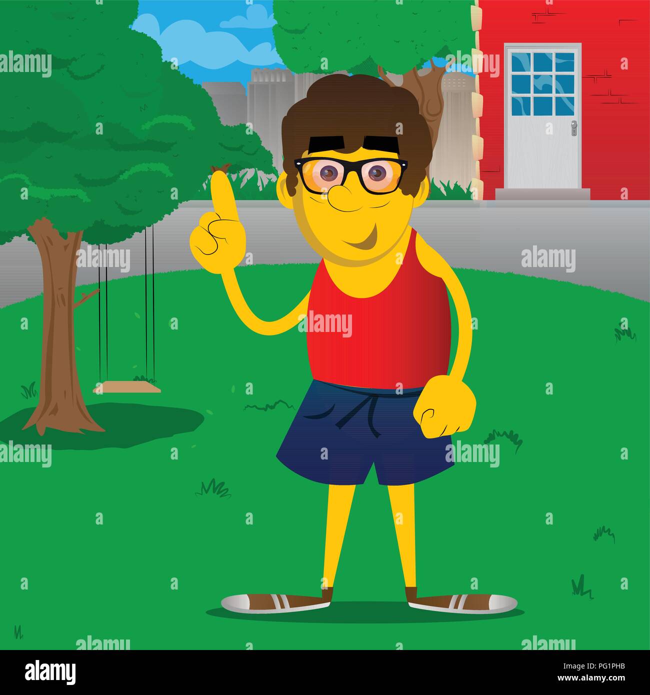 Yellow man making a point. Vector cartoon illustration Stock Vector ...