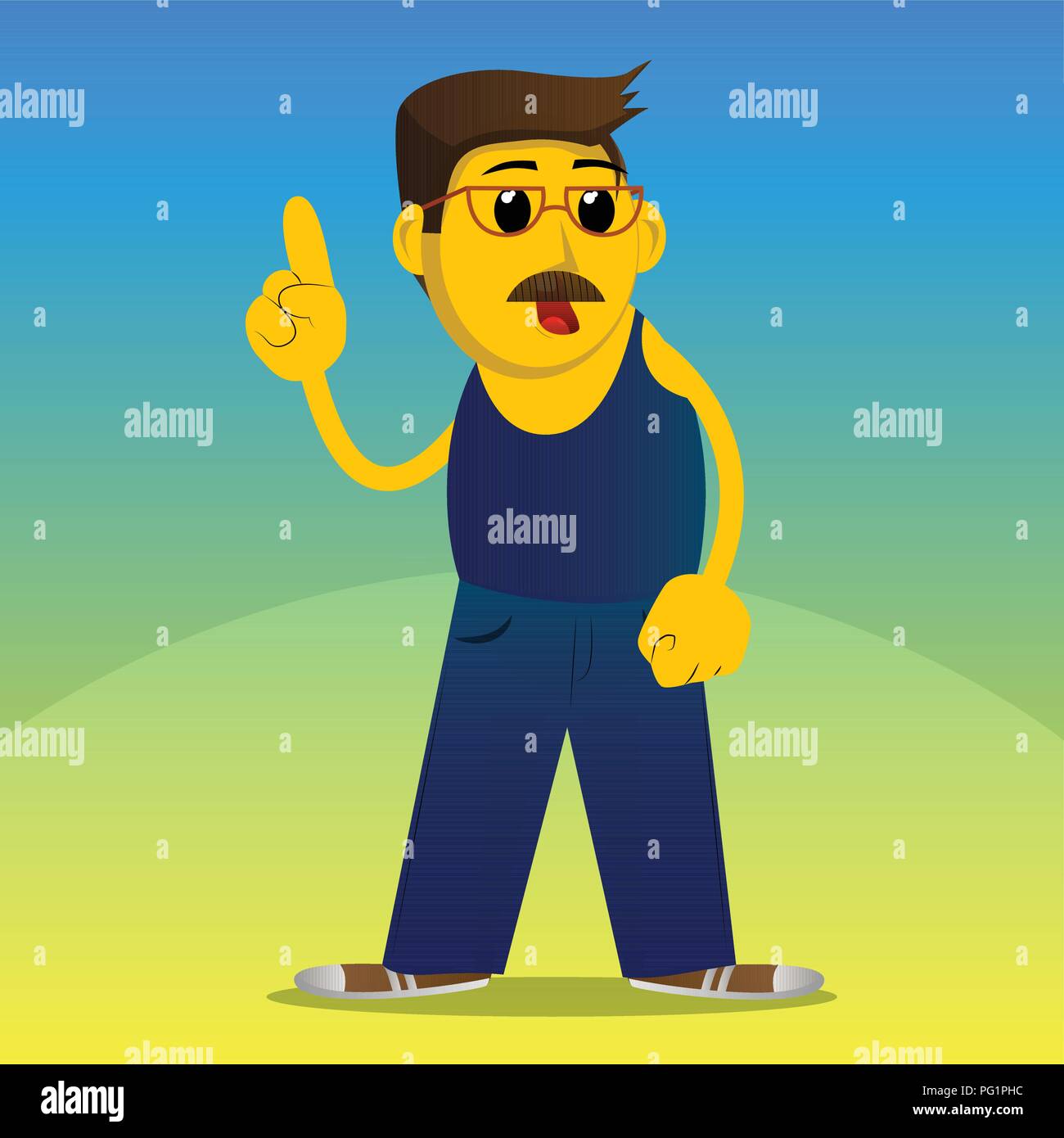 Yellow man making a point. Vector cartoon illustration Stock Vector ...
