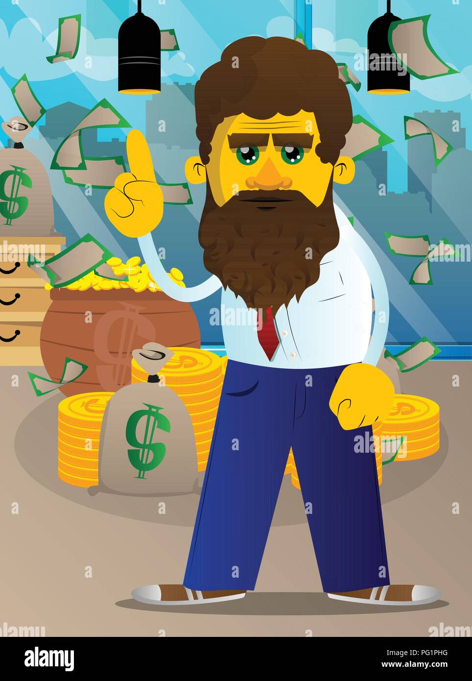 Yellow man making a point. Vector cartoon illustration Stock Vector ...