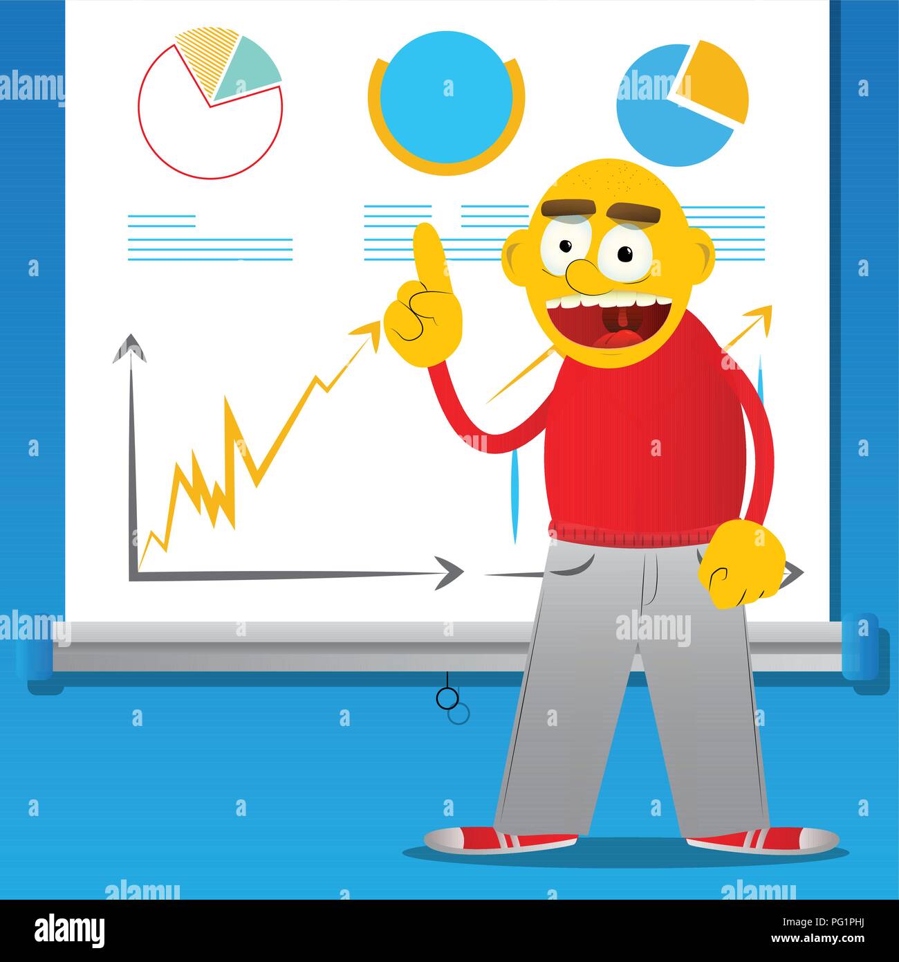 Yellow man making a point. Vector cartoon illustration Stock Vector ...