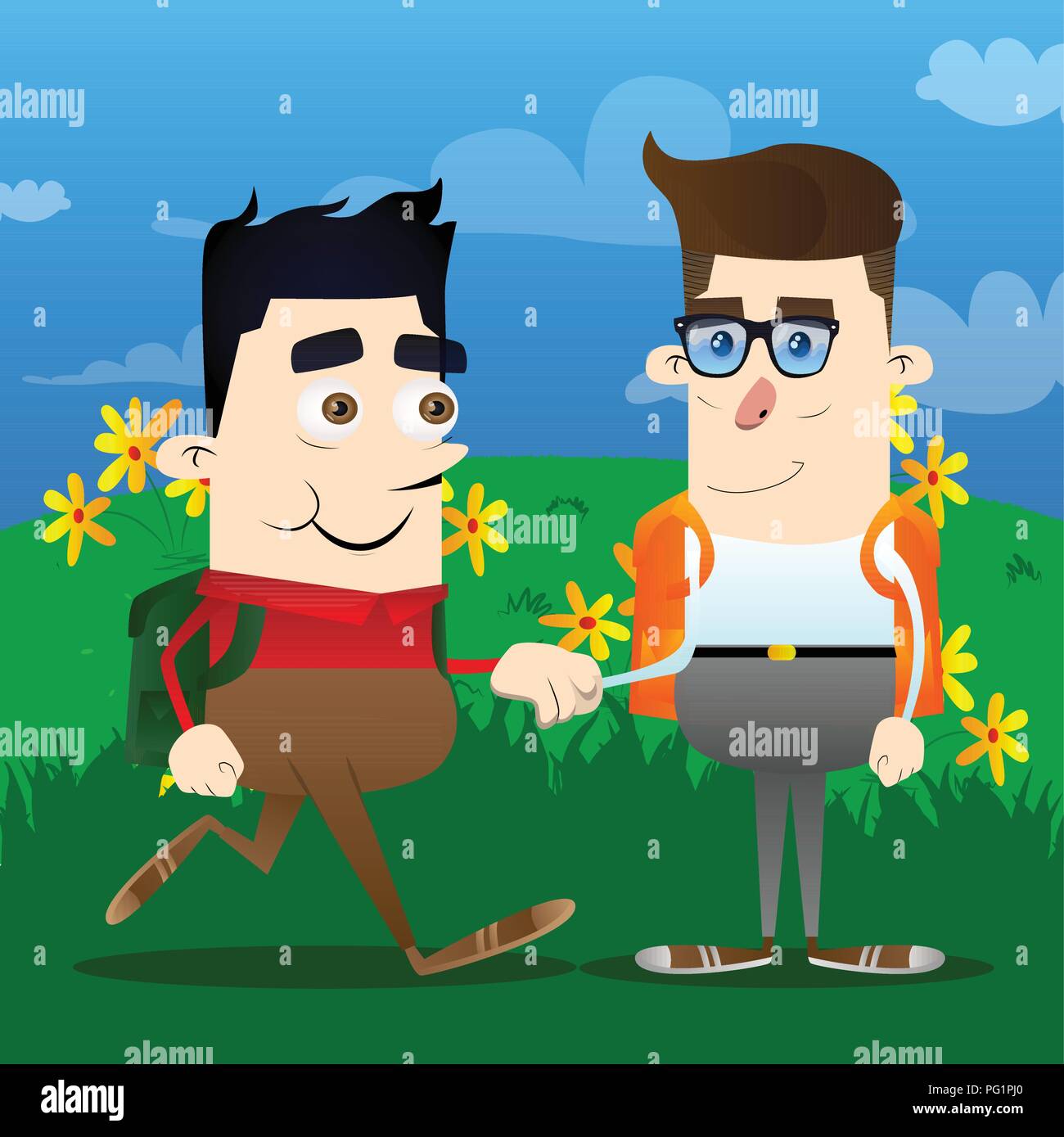 Schoolboy making handshake. Vector cartoon character illustration Stock ...