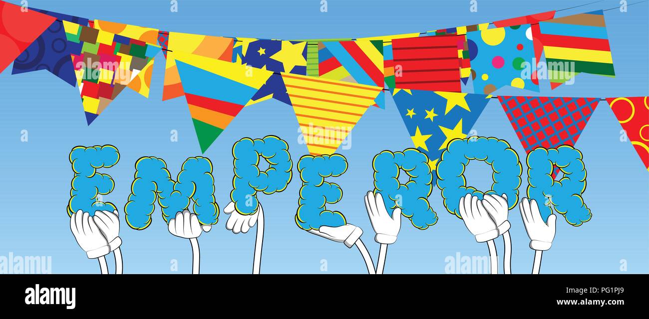 Diverse hands holding letters of the alphabet created the word Emperor ...
