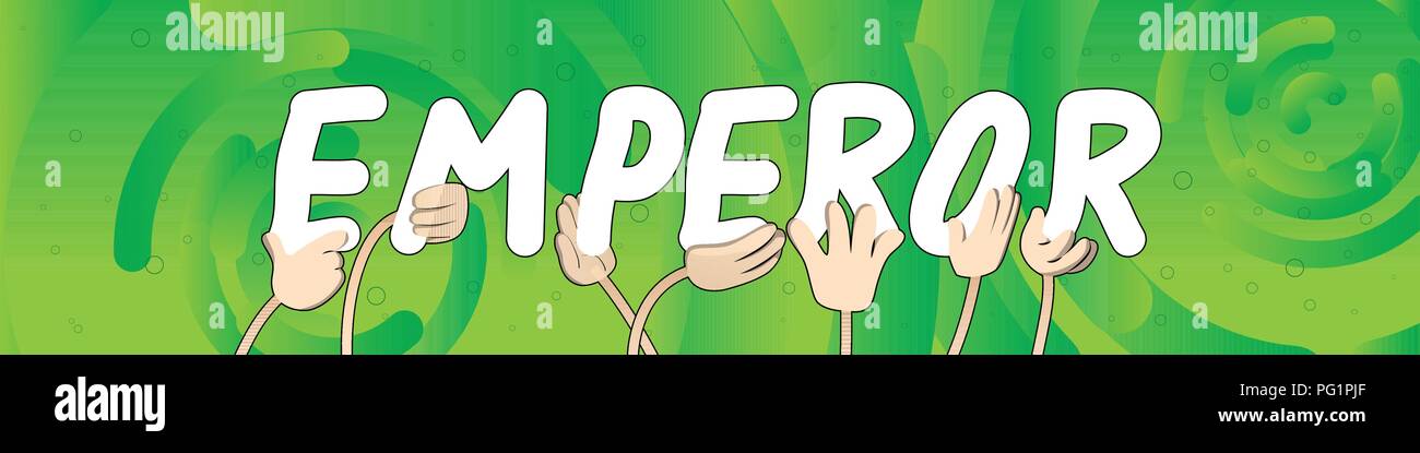 Diverse hands holding letters of the alphabet created the word Emperor ...