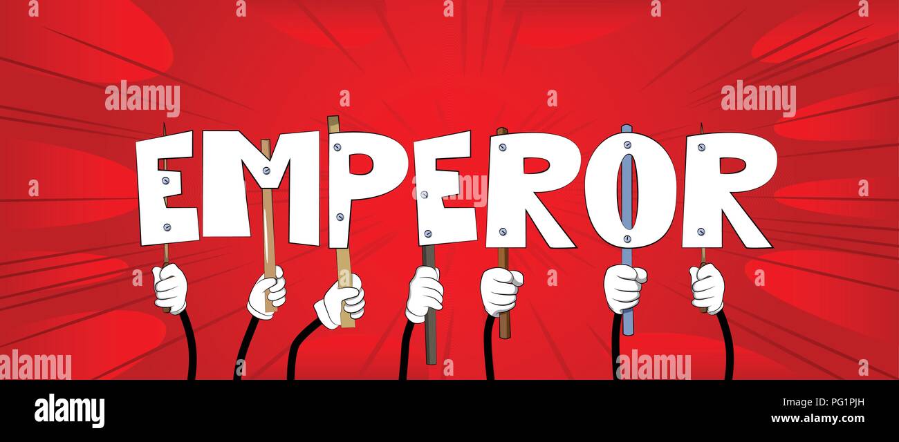 Diverse hands holding letters of the alphabet created the word Emperor ...