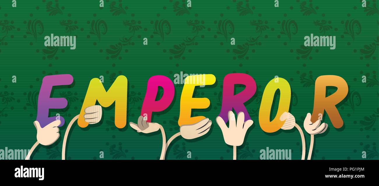 Diverse hands holding letters of the alphabet created the word Emperor ...