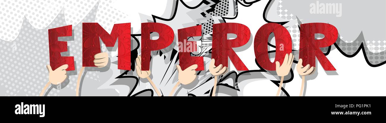 Diverse hands holding letters of the alphabet created the word Emperor ...