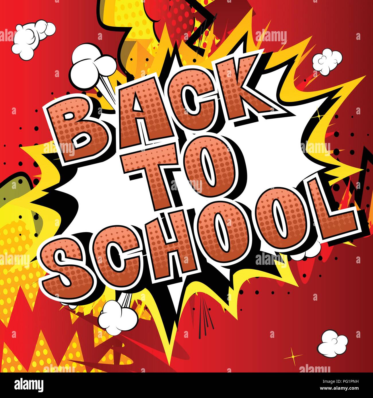 Back To School - Comic book style word on abstract background Stock ...