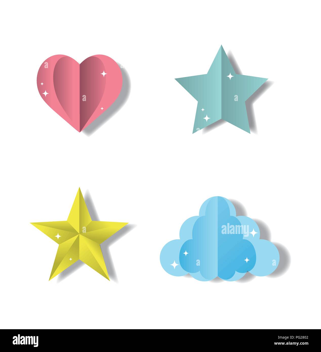 Set of paper art icons Stock Vector Image & Art - Alamy