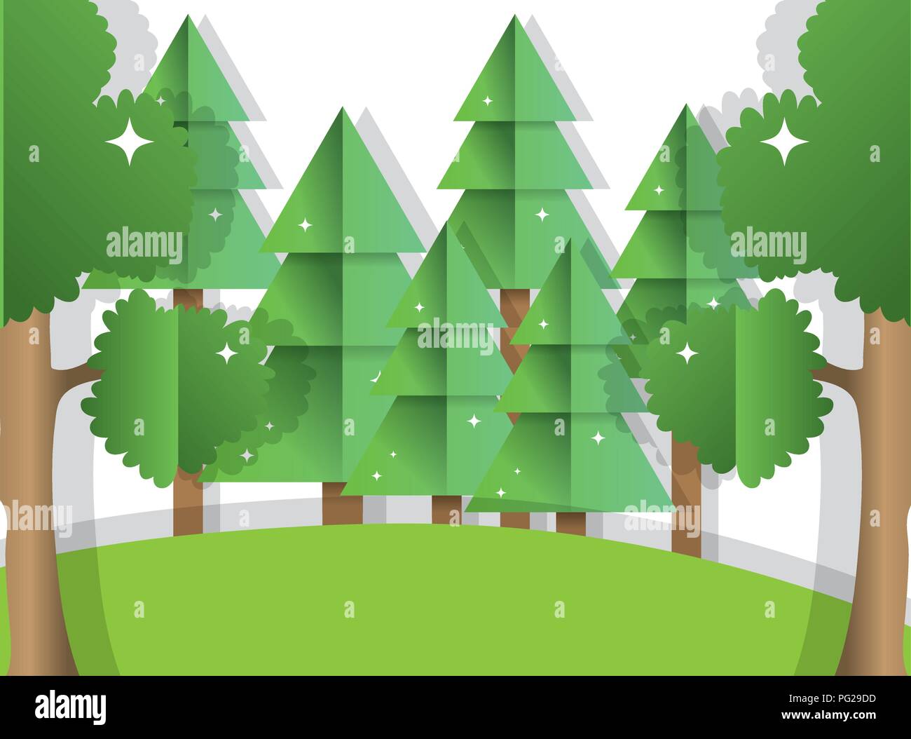 Paper art forest Stock Vector Image & Art - Alamy