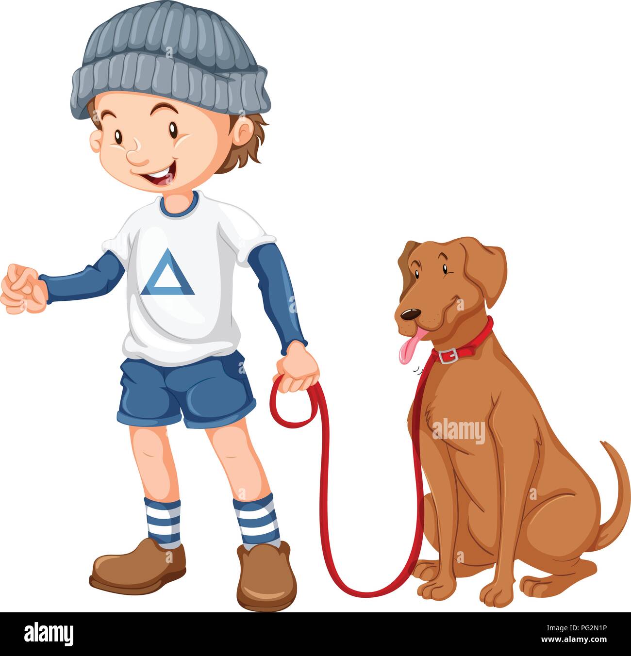 Boy with his dog illustration Stock Vector Image & Art - Alamy