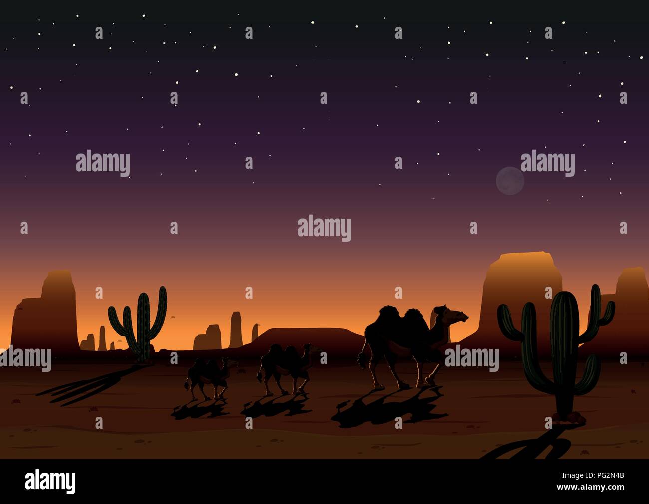 A desert landscape at night illustration Stock Vector Image & Art - Alamy