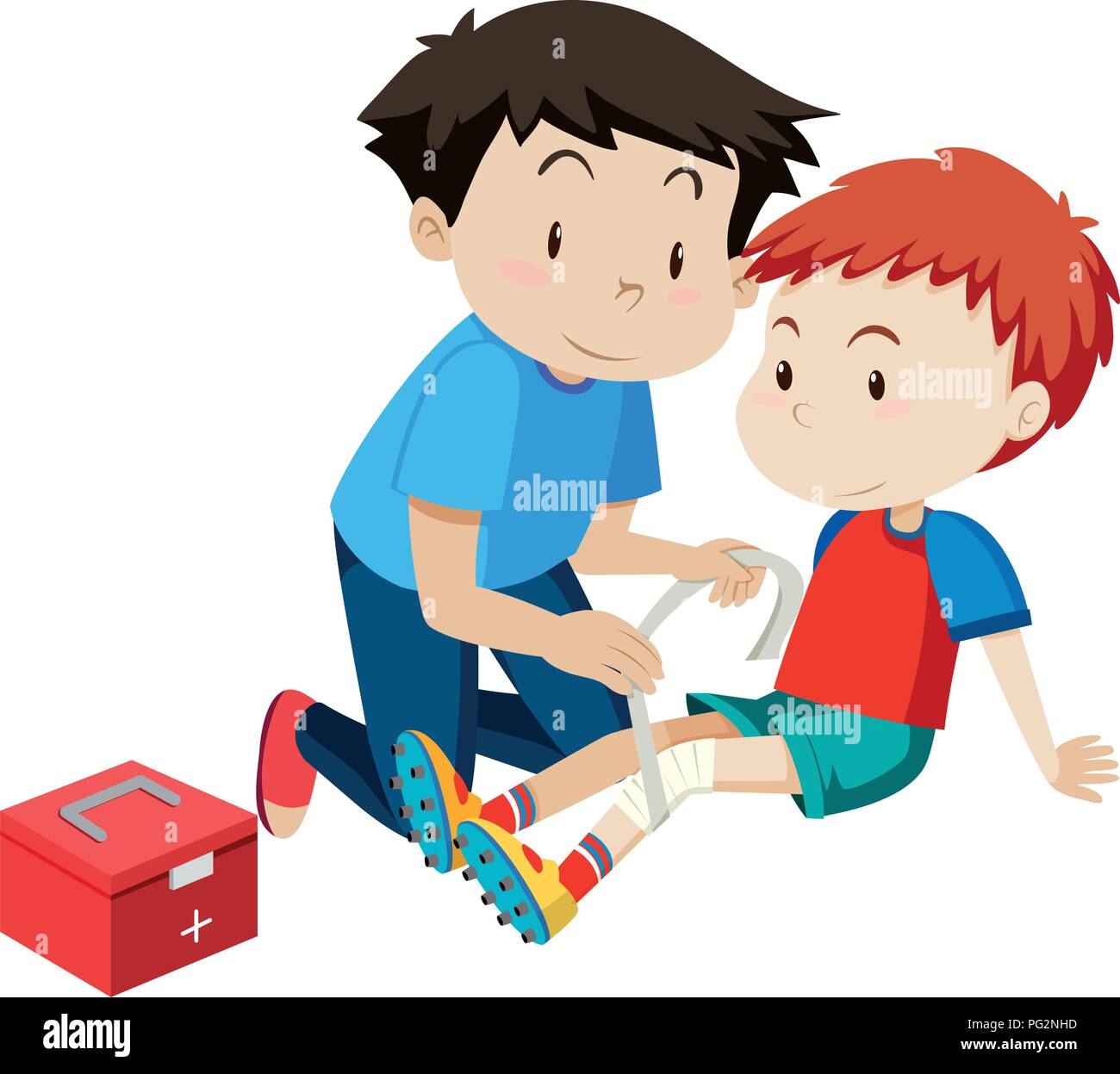 Man helping a boy with a injury illustration Stock Vector Image & Art ...