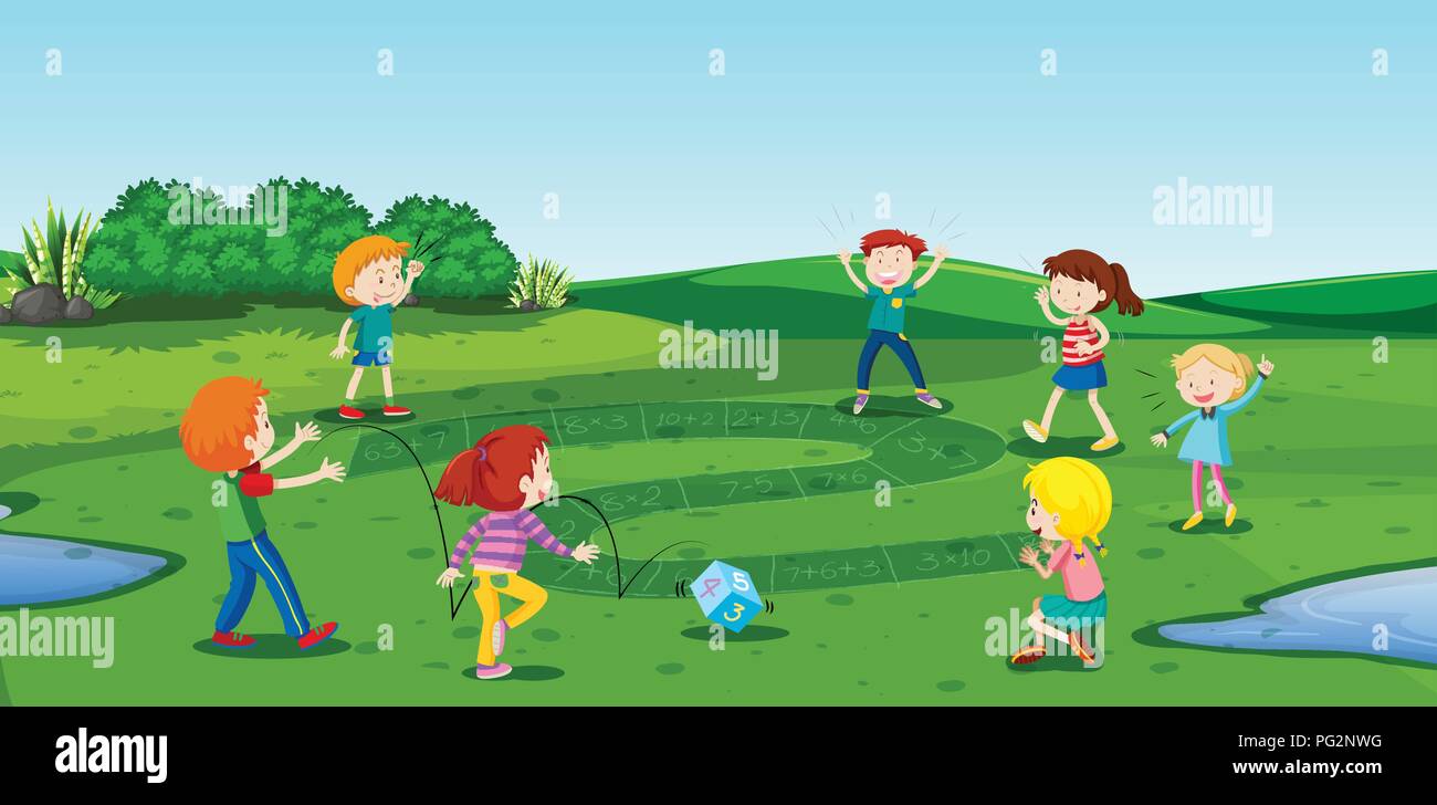 A group of children playing math game illustration Stock Vector Image ...