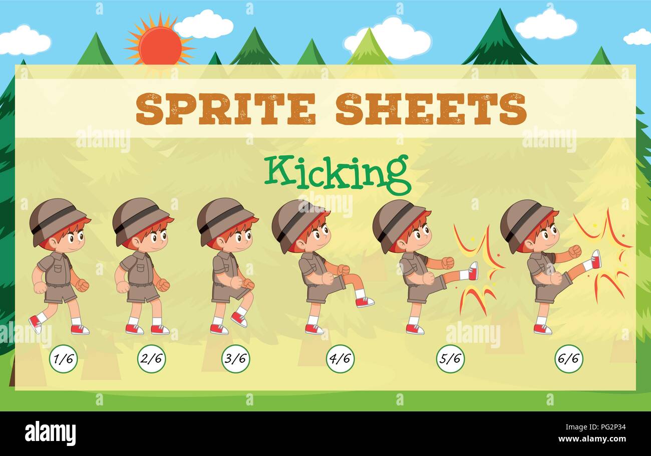 A sprite sheet kicking game template illustration Stock Vector Image ...