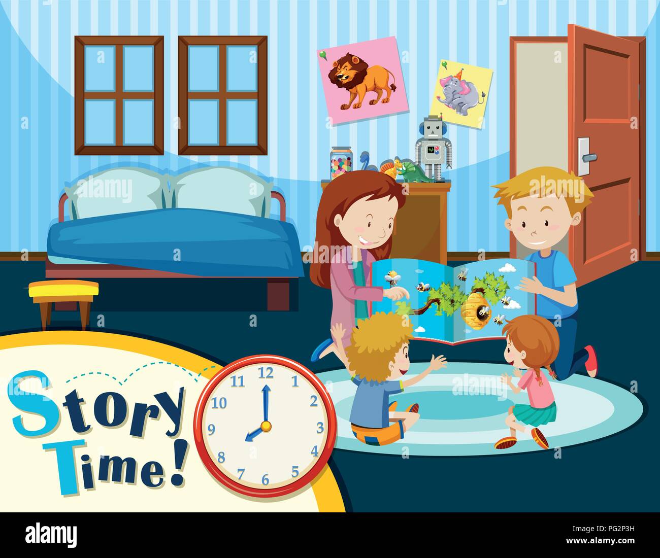 Family story time scene illustration Stock Vector Image & Art - Alamy