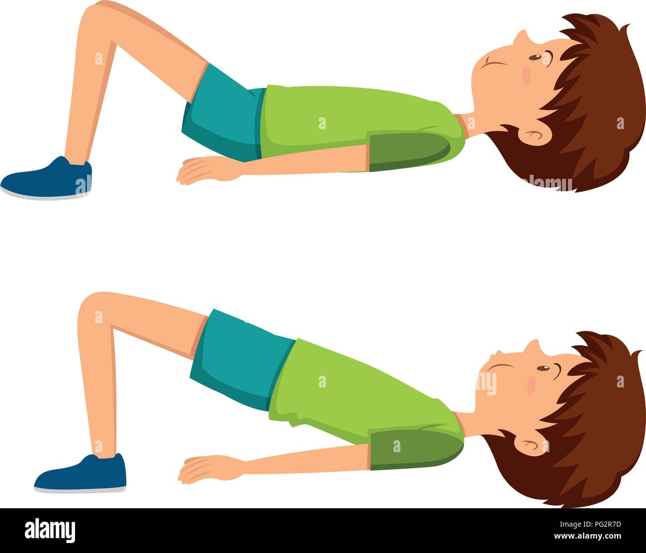 Boy doing hip exercises illustration Stock Vector Image & Art - Alamy