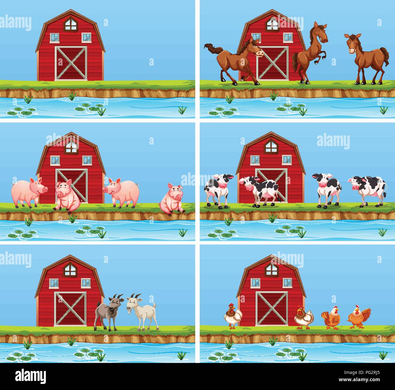 Set of animal and farm scenes illustration Stock Vector Image & Art - Alamy