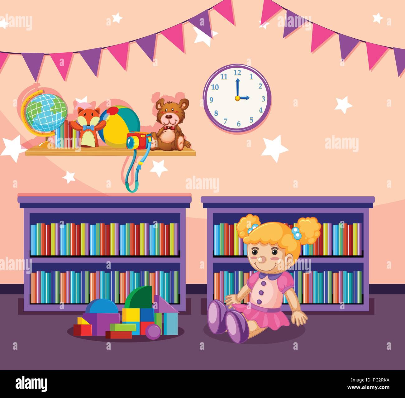 Interior of girls room illustration Stock Vector Image & Art - Alamy