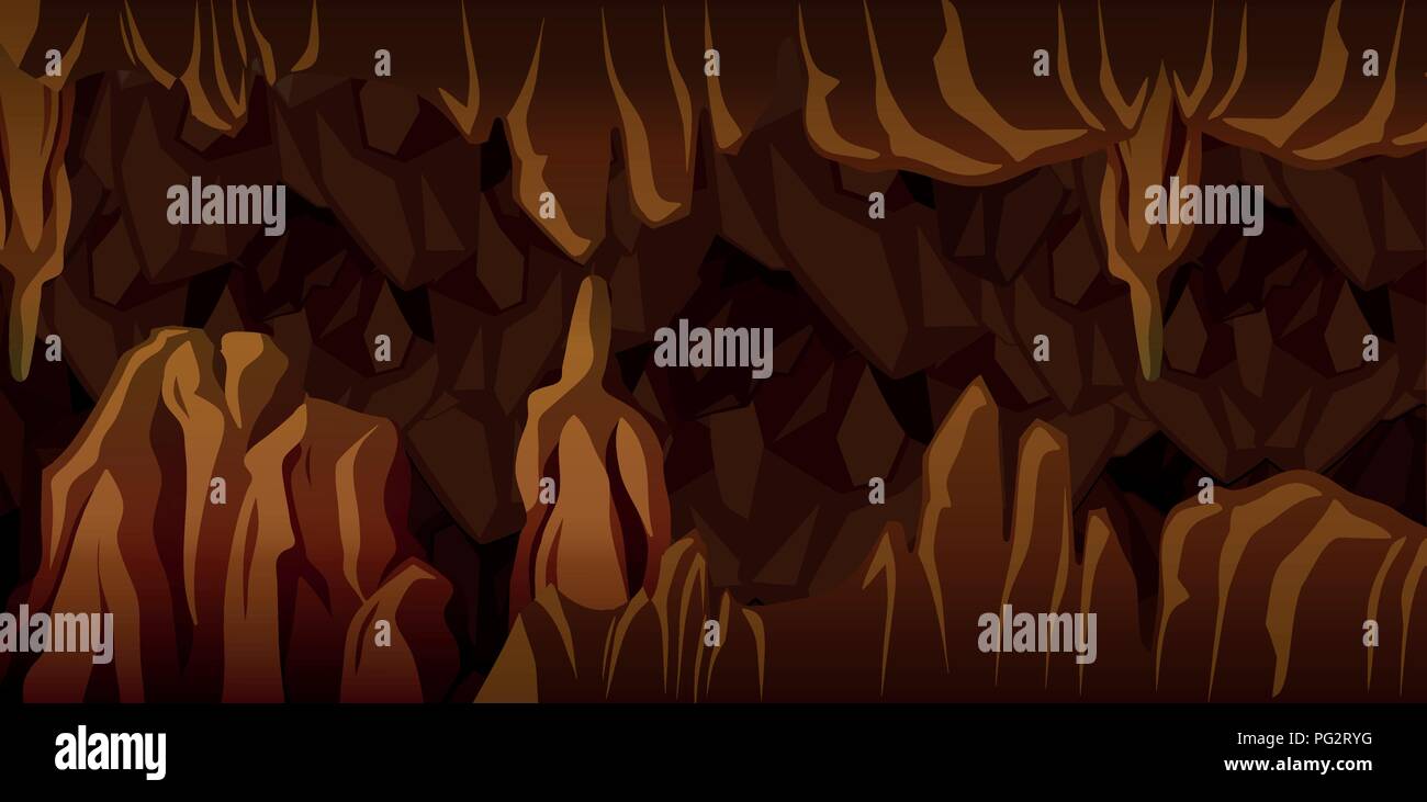 Underground cavern landscape scene illustration Stock Vector Image ...