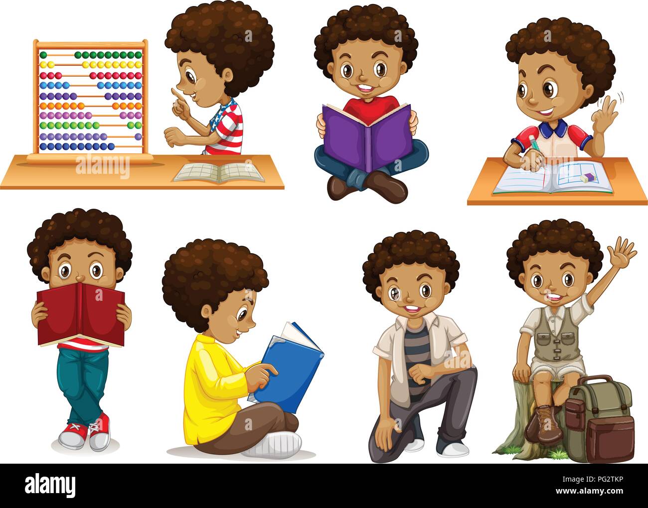 Set of tanned boy illustration Stock Vector Image & Art - Alamy