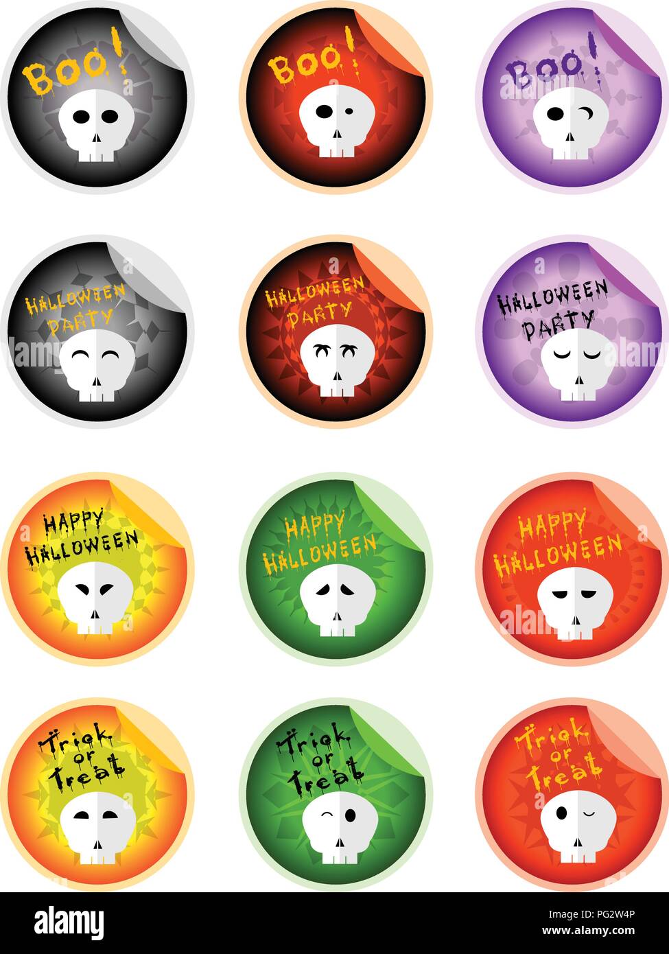 Illustration Set of Dead Skulls Stickers For Halloween Celebration ...