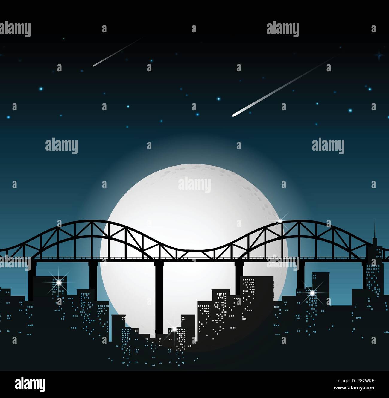 Night urban landscape full Stock Vector Images - Alamy