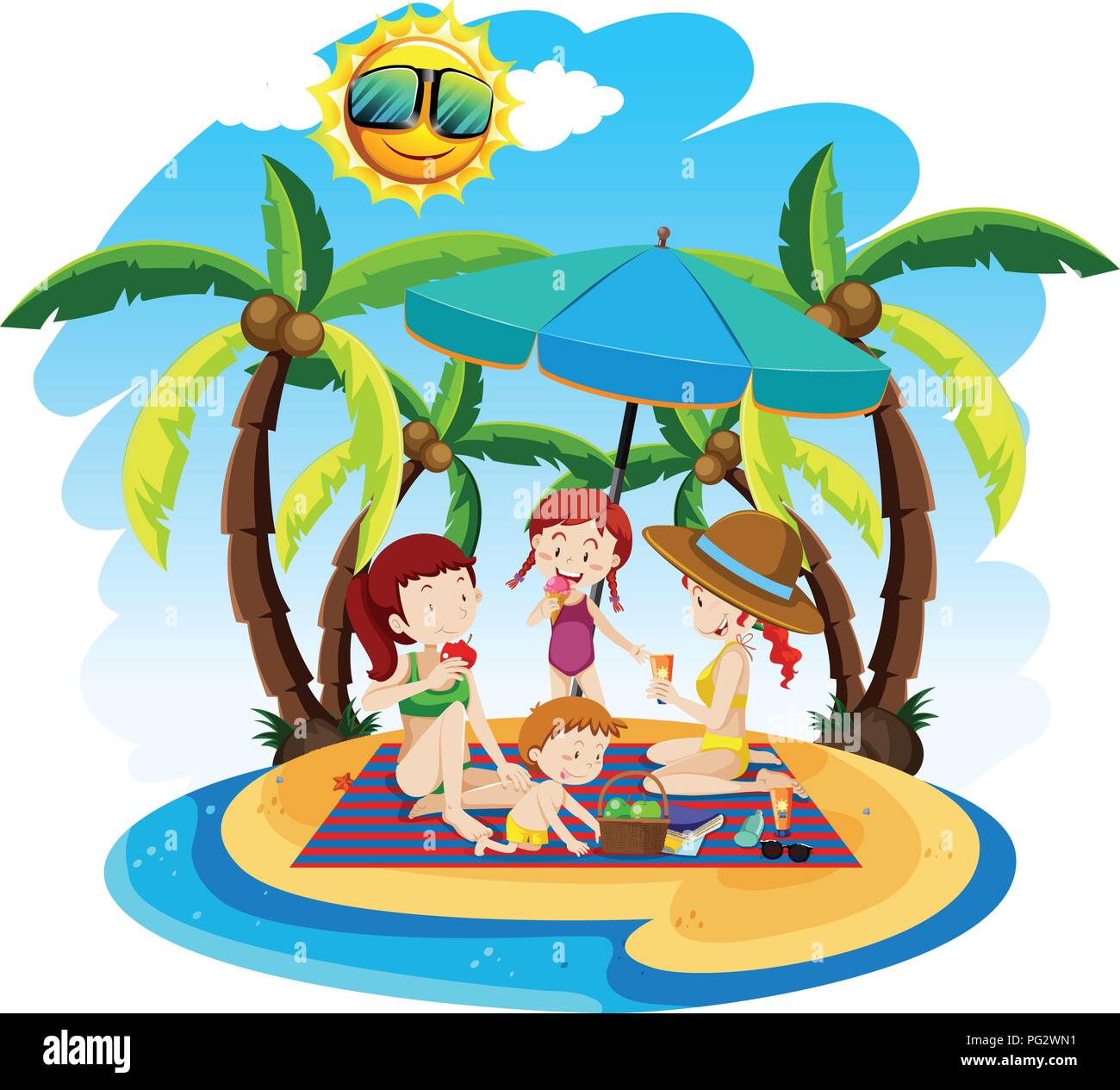 Family Beach Vacation Clipart