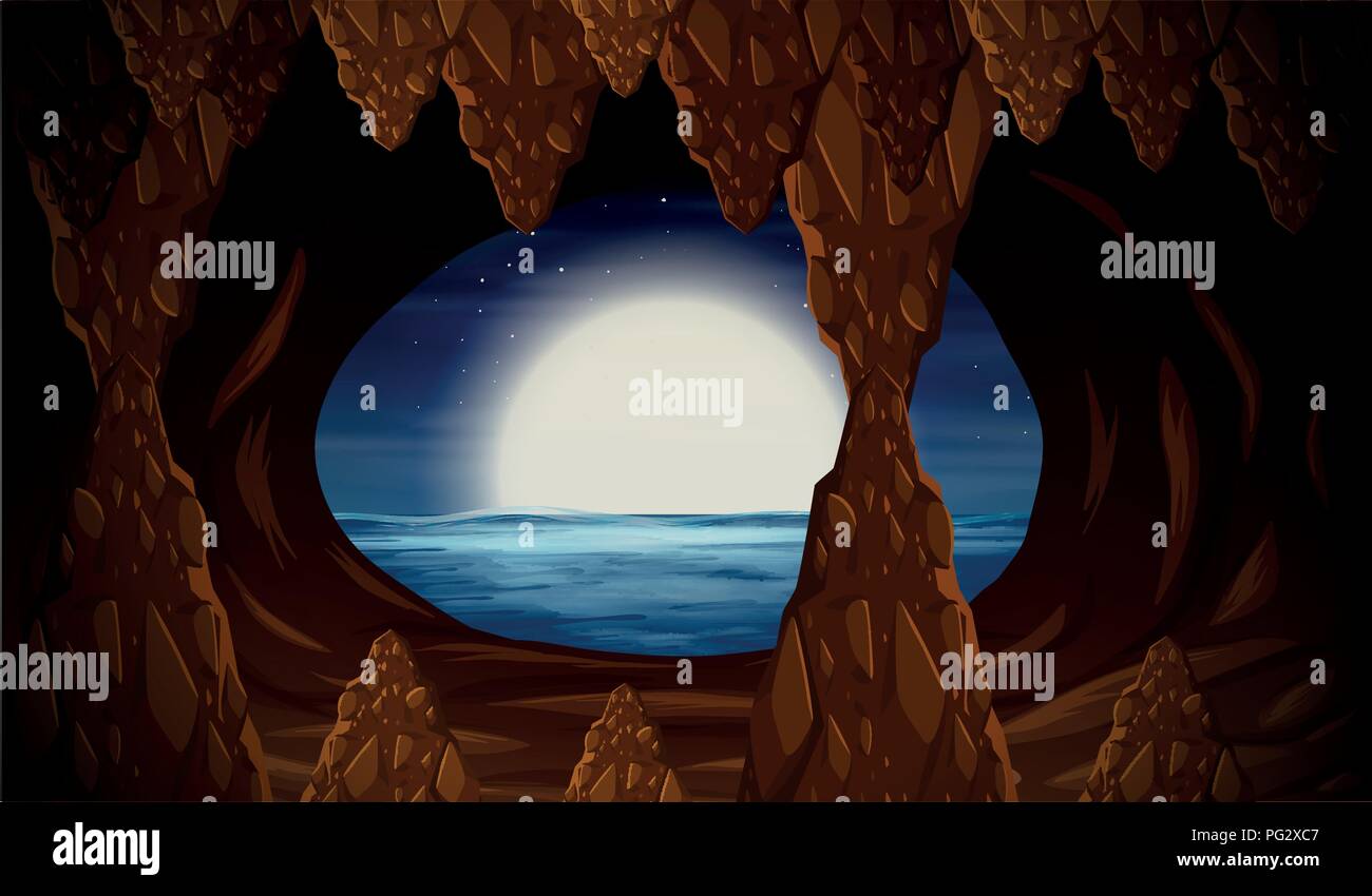 Cavern with ocean entrance illustration Stock Vector Image & Art - Alamy