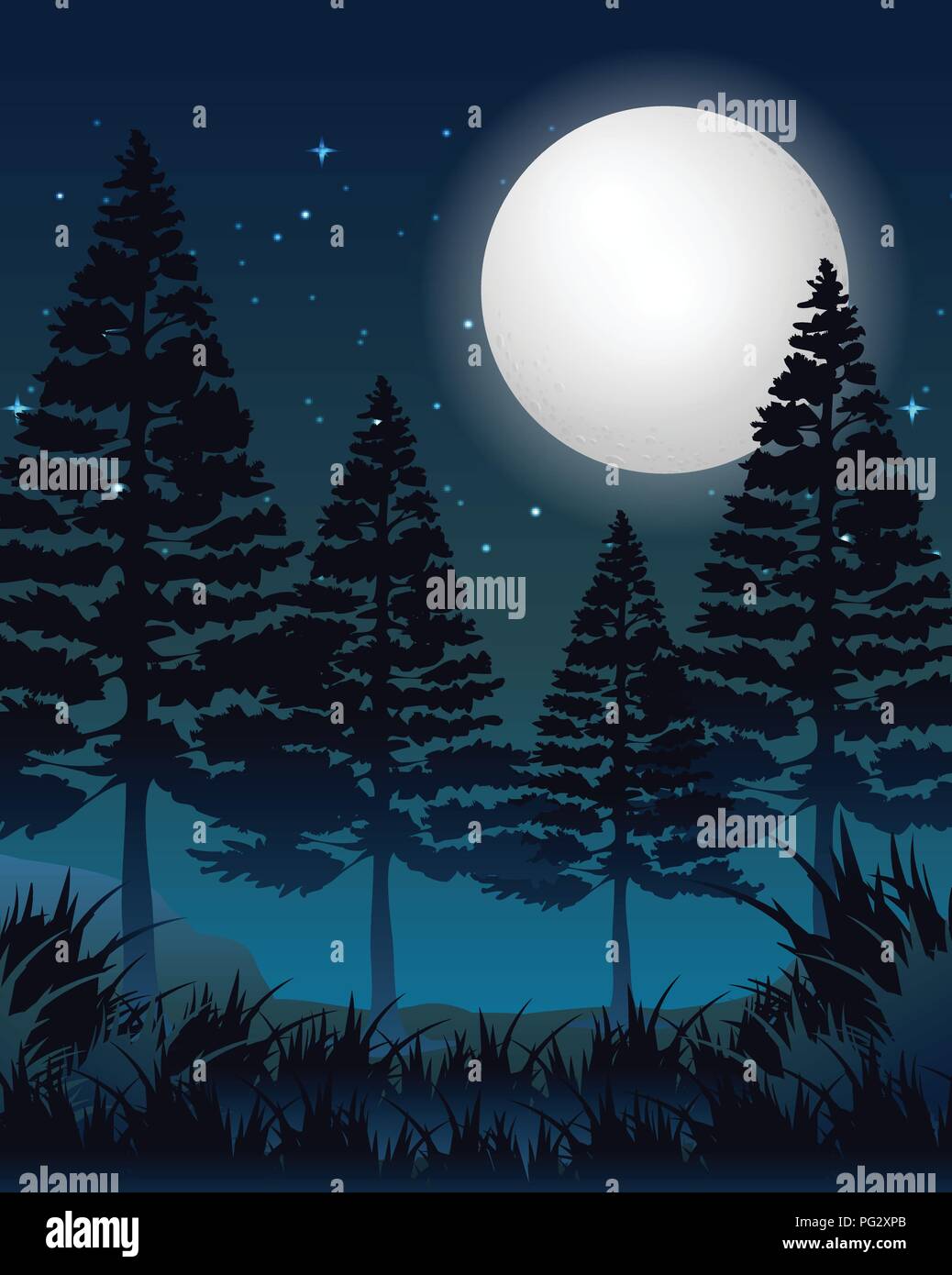 A full moon night illustration Stock Vector Image & Art - Alamy