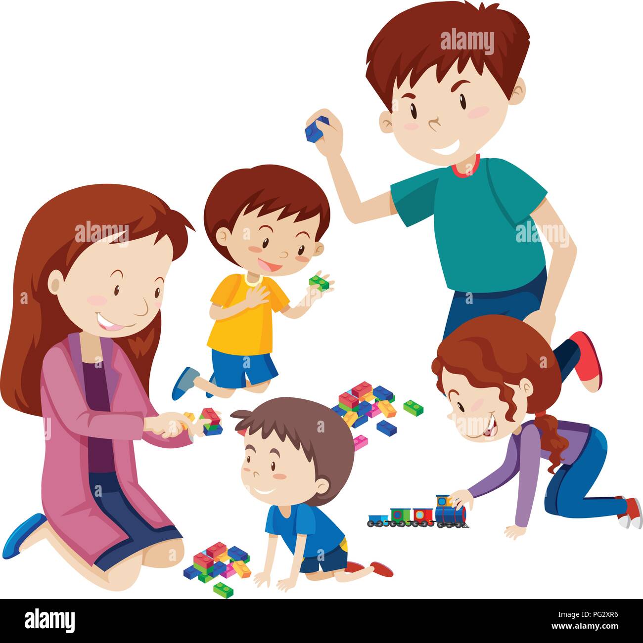 Parents playing with children illustration Stock Vector Image & Art - Alamy