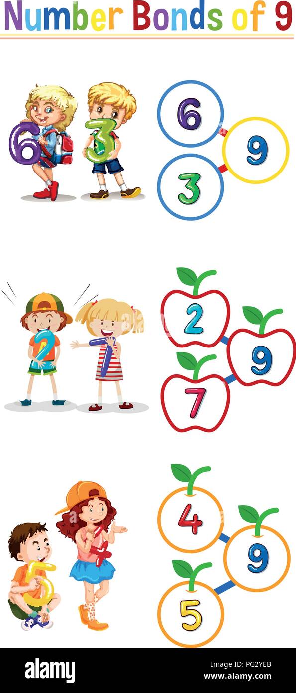 Number bonds of 9 illustration Stock Vector Image & Art - Alamy