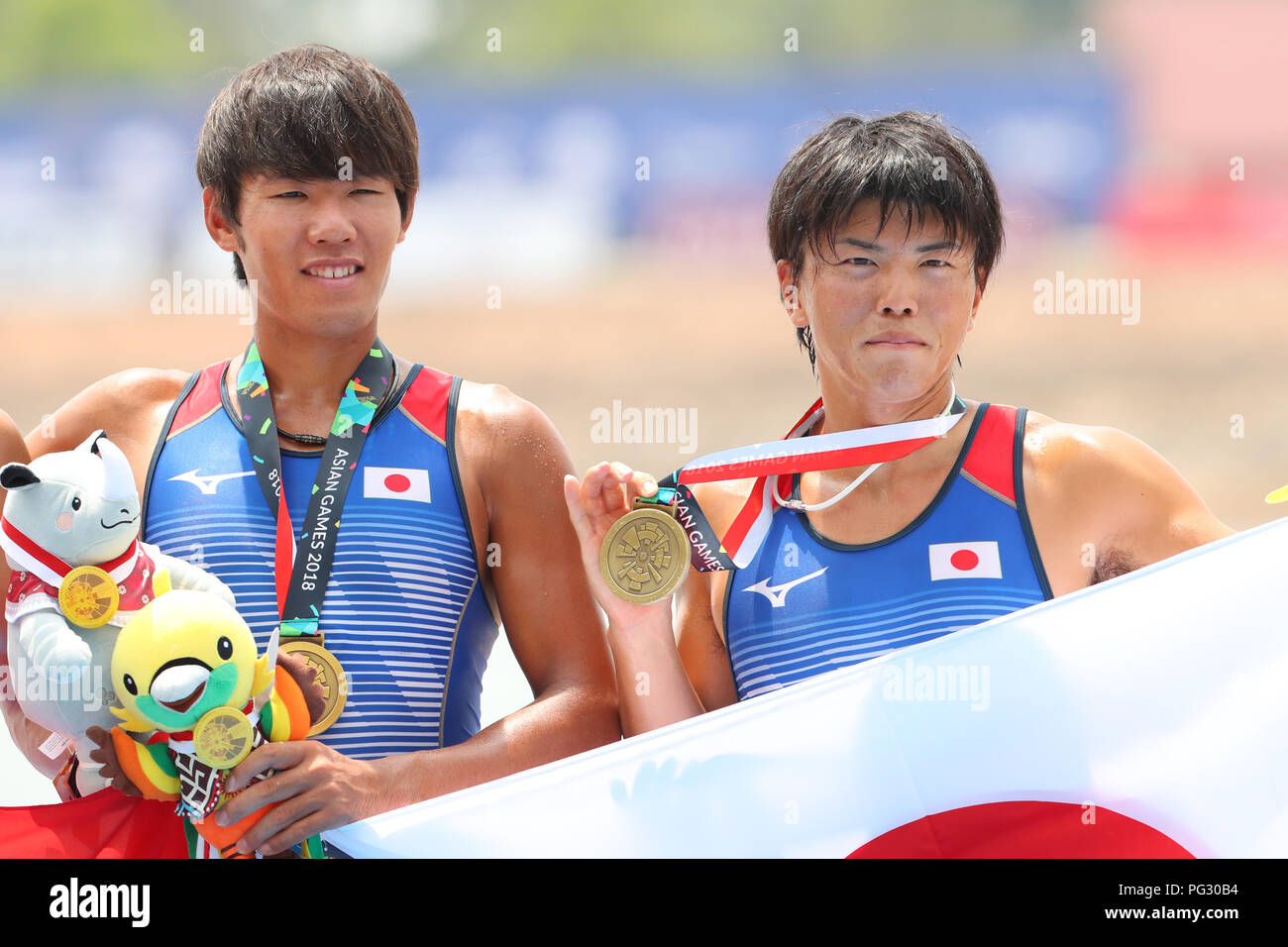 Palembang, Indonesia. 23rd Aug, 2018. Yoshihiro Otsuka & Yuta Takano ...