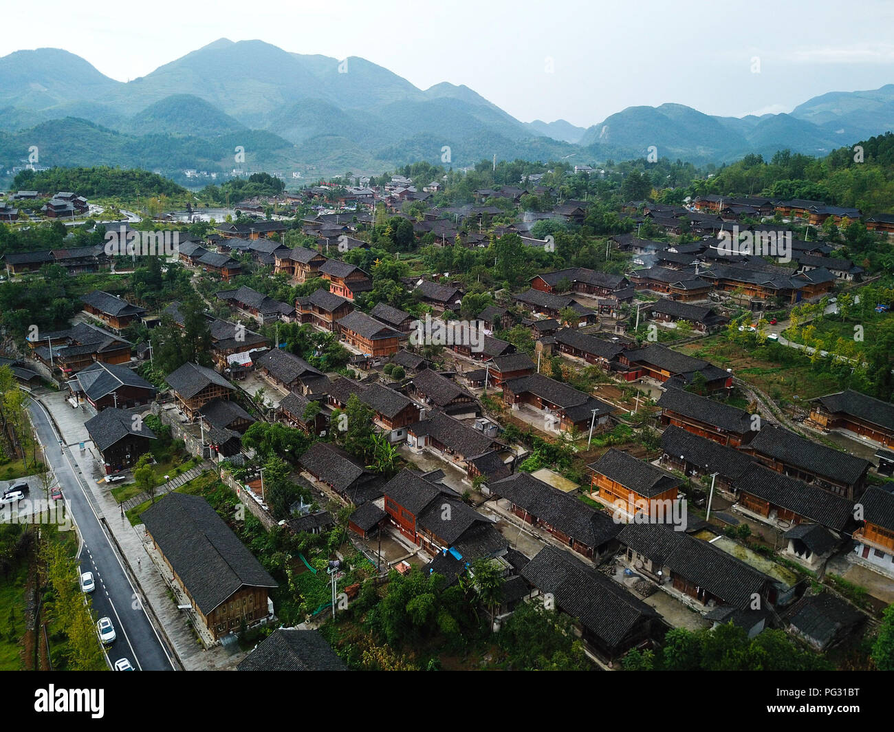 Zunyi, Zunyi, China. 23rd Aug, 2018. Zunyi, CHINA-Aerial photography of ...