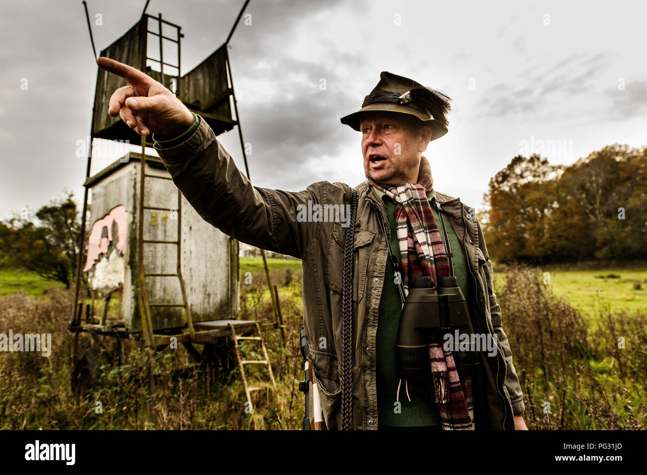 The hunter Wolfgang Wernicke in woods of Brandenburg Herzberg (Mark ...