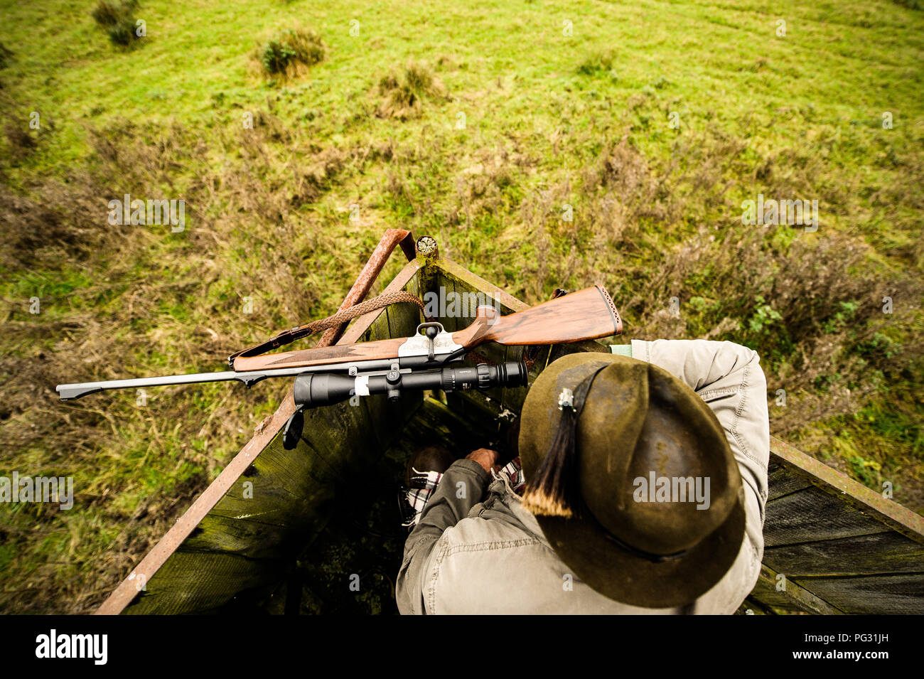 The hunter Wolfgang Wernicke in woods of Brandenburg Herzberg (Mark ...