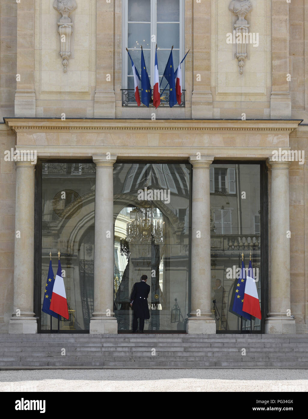 Paris, France. August 22, 2018 - Paris, France: Entrance of the Elysee ...