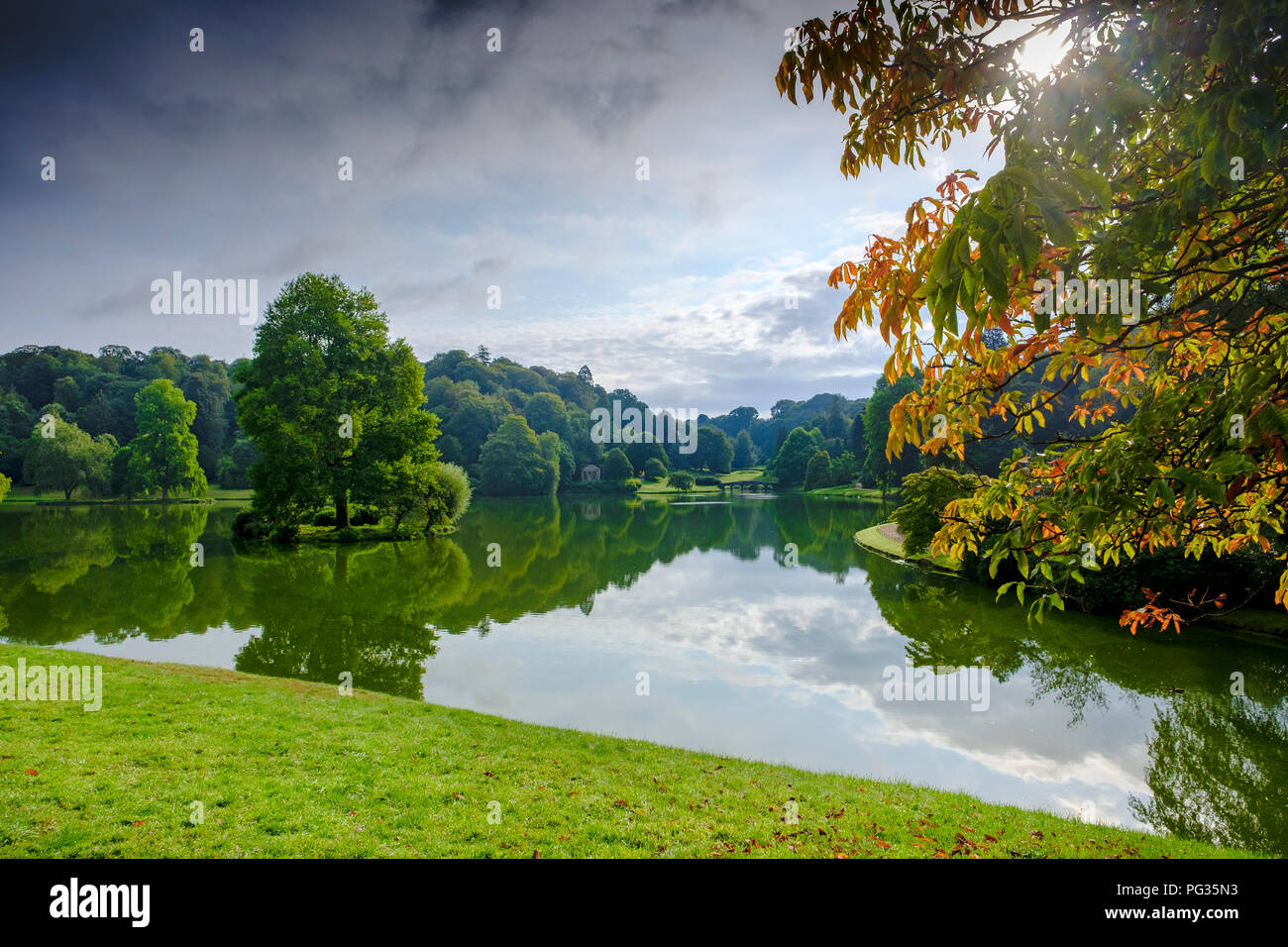 Warminster, Wiltshire, UK 23rd August 2018 Fine Morning at Stourhead ...