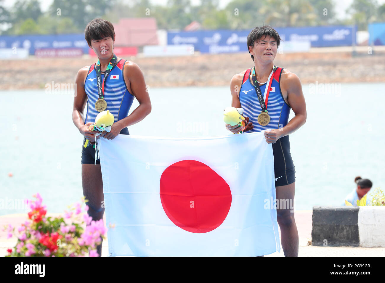 Palembang, Indonesia. 23rd Aug, 2018. Yoshihiro Otsuka & Yuta Takano ...