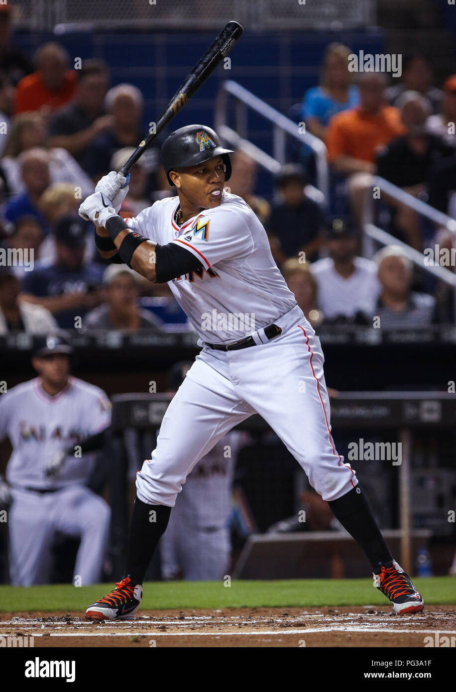 August 22, 2018: Miami Marlins second baseman Starlin Castro (13) at ...