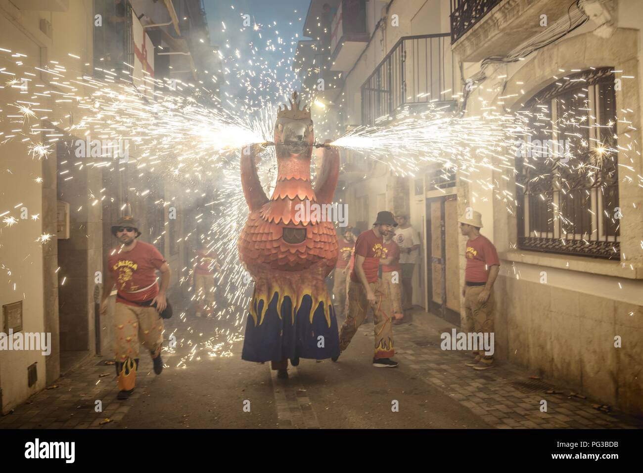 Sitges, Spain. 24 August, 2018: The 'Aliga (Eagle) de Sitges', a ...