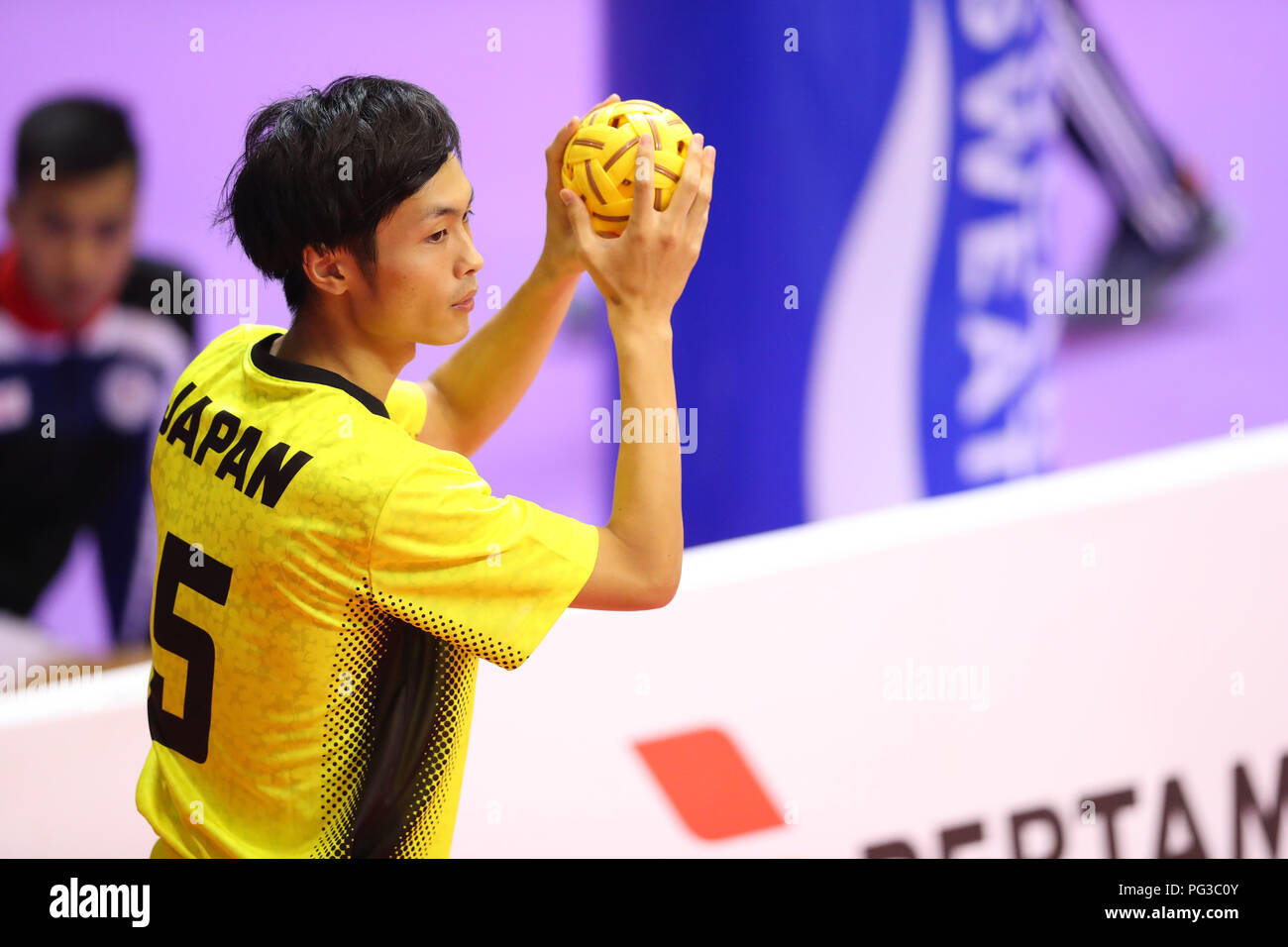 Palembang, Indonesia. 24th Aug, 2018. Ryo Masuda (JPN) Sepak takraw ...
