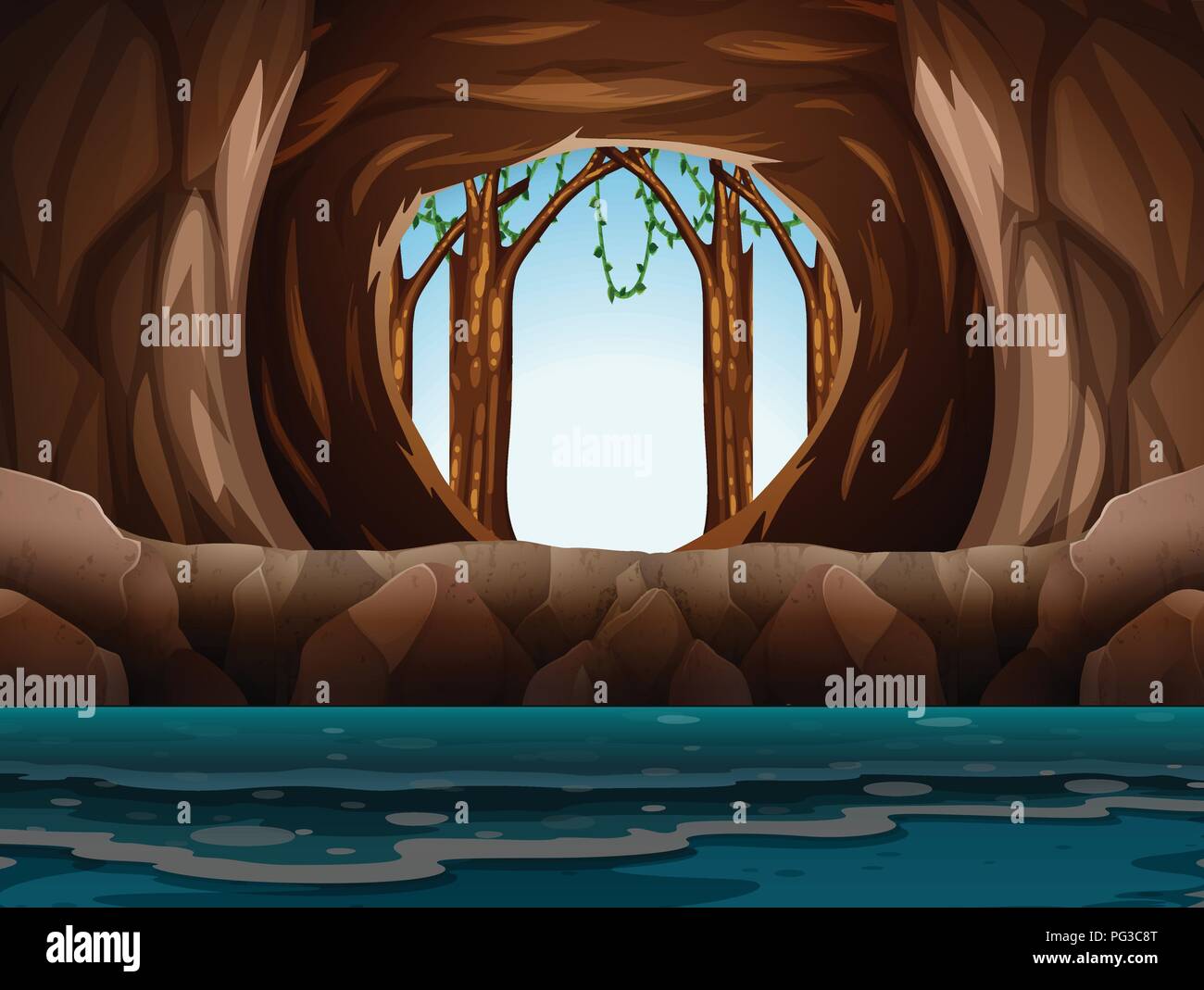 Cave with entrance and water illustration Stock Vector Image & Art - Alamy