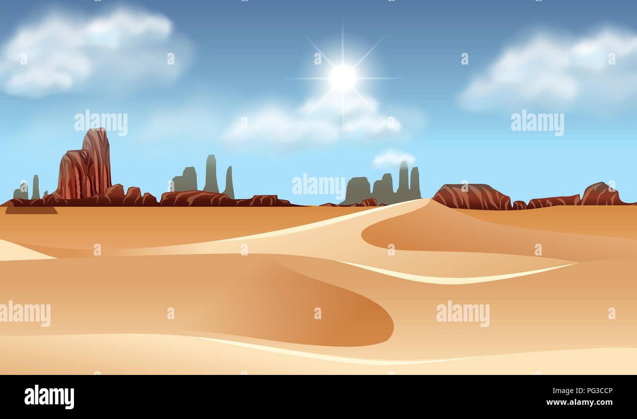 A dry desert landscape illustration Stock Vector Image & Art - Alamy
