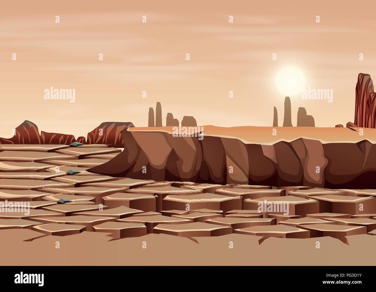 A dry land landscape illustration Stock Vector Image & Art - Alamy