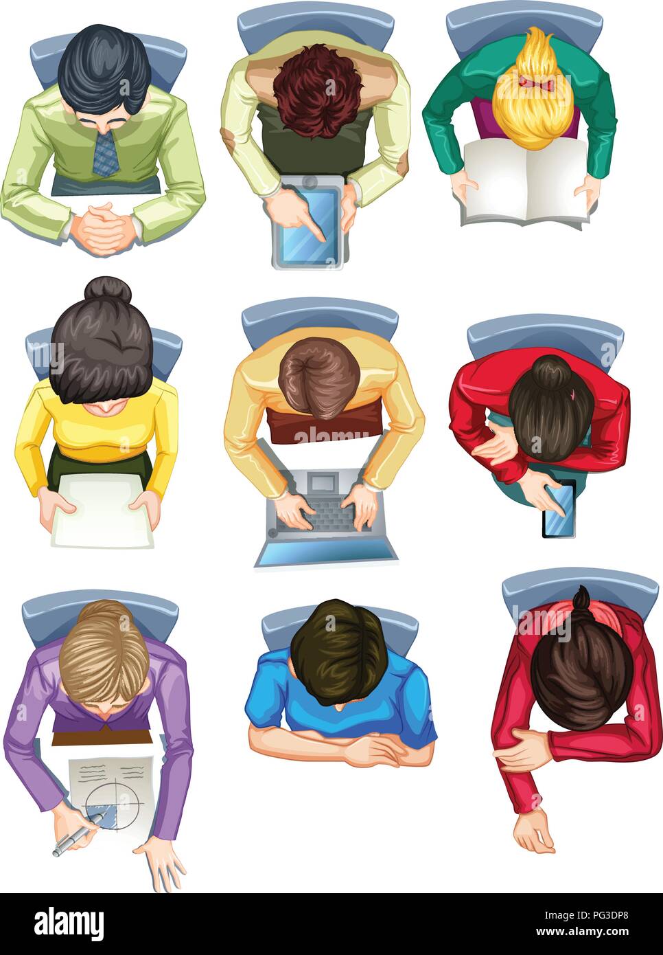 Person sat at desk vector hi-res stock photography and images - Alamy