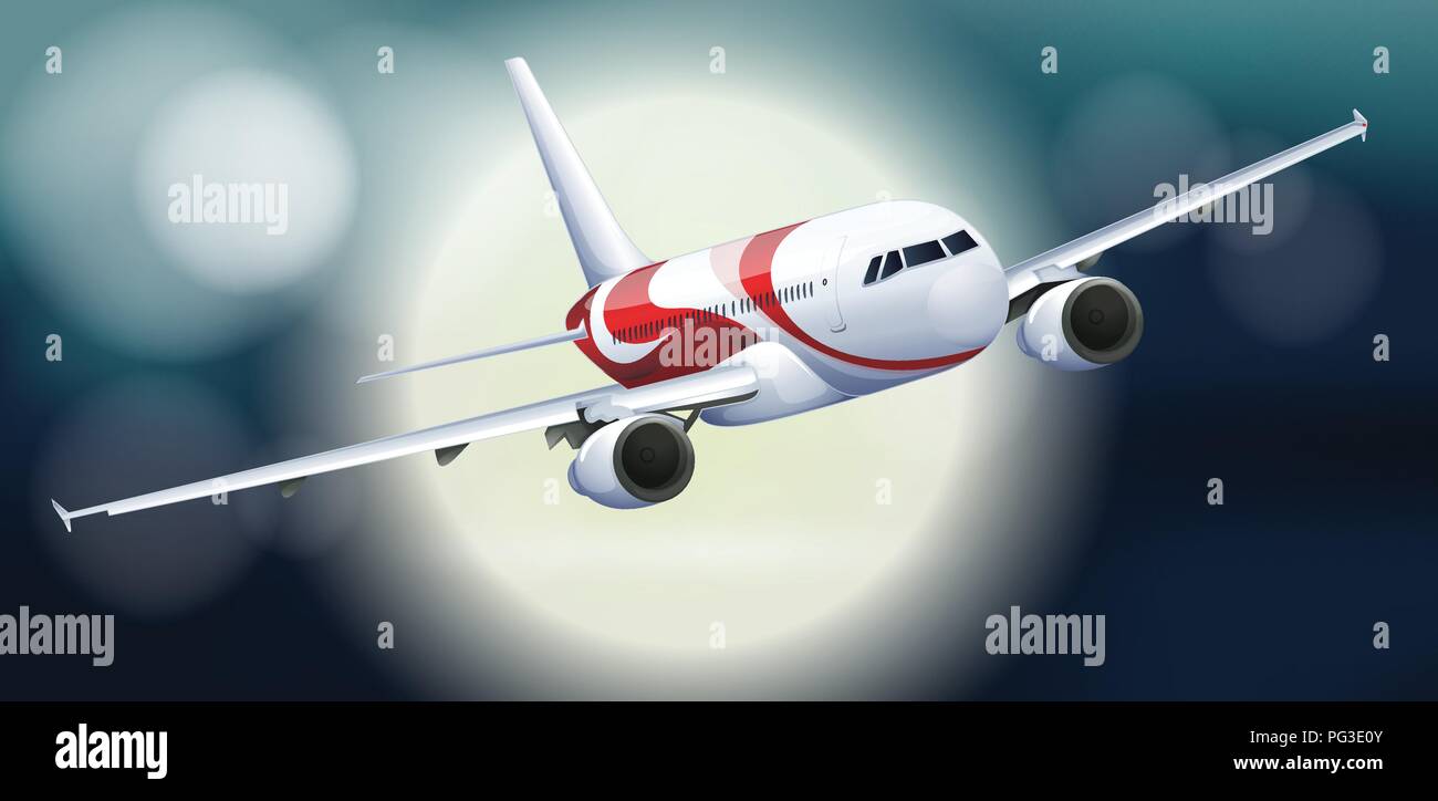 An airplane flying at night illustration Stock Vector Image & Art - Alamy