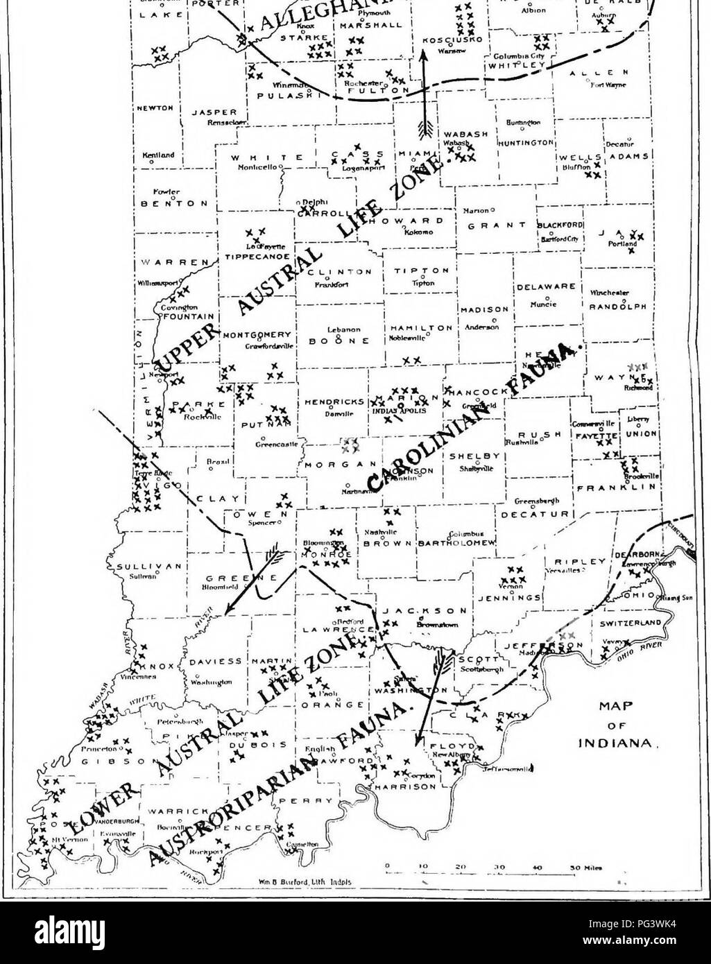 Map of the state of indiana Black and White Stock Photos & Images - Alamy