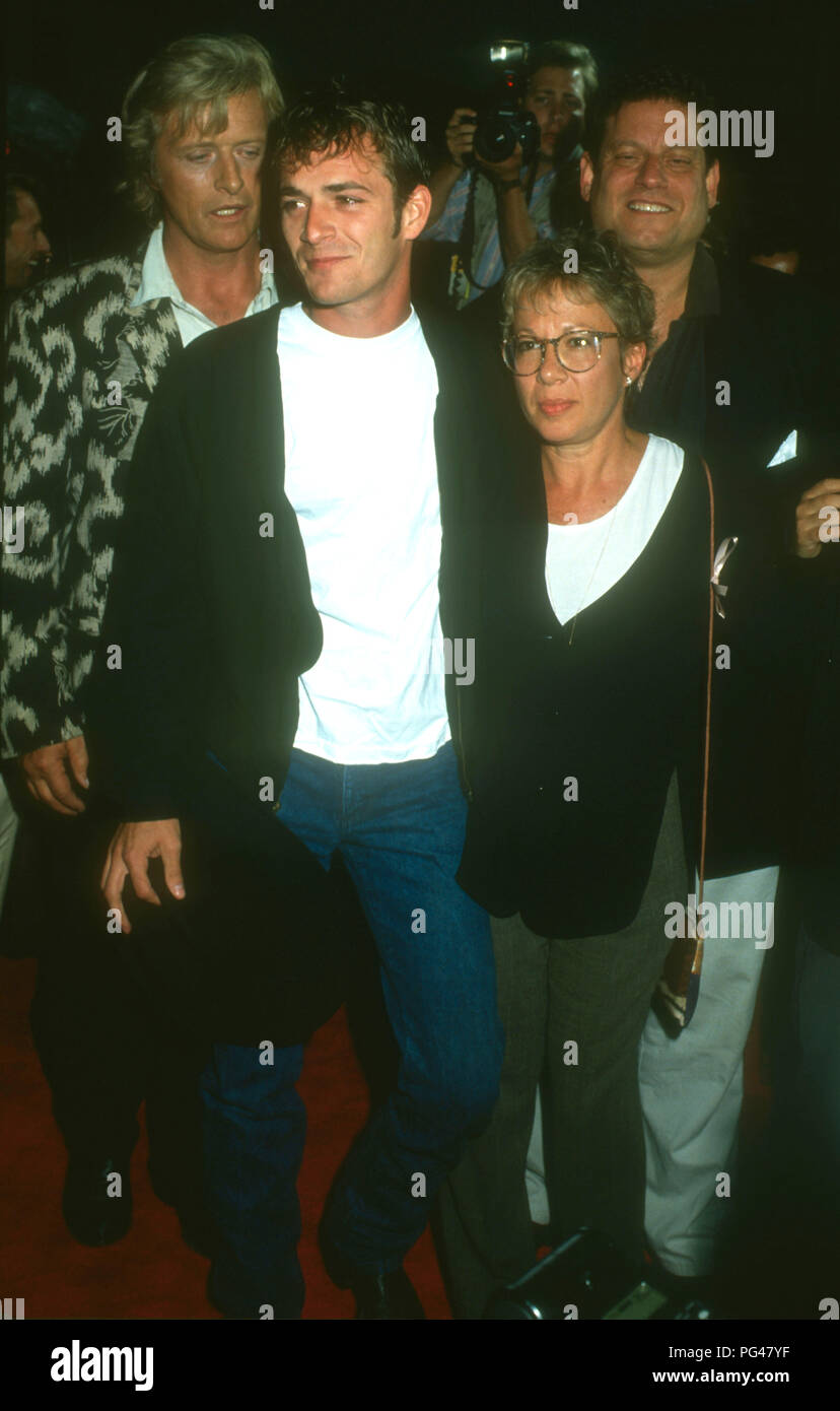 WESTWOOD, CA - JULY 29: Actors Rutgar Hauer and Luke Perry and guest ...